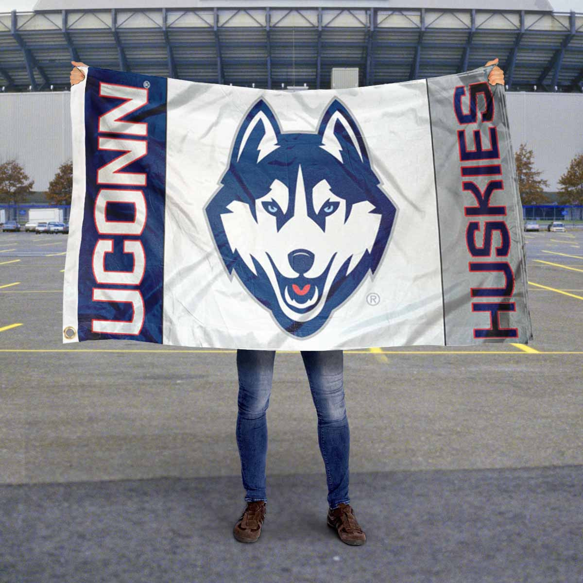 UCONN Huskies White 3x5 Flag - State Street Products