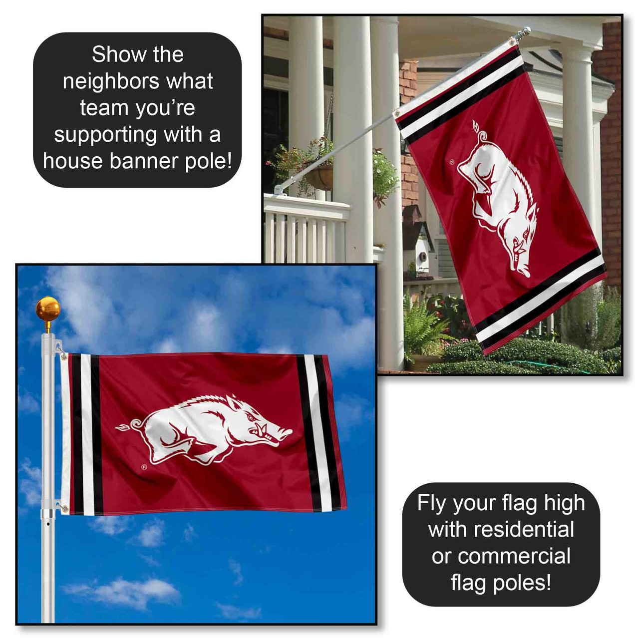 Arkansas Razorbacks Stripes Flag - State Street Products