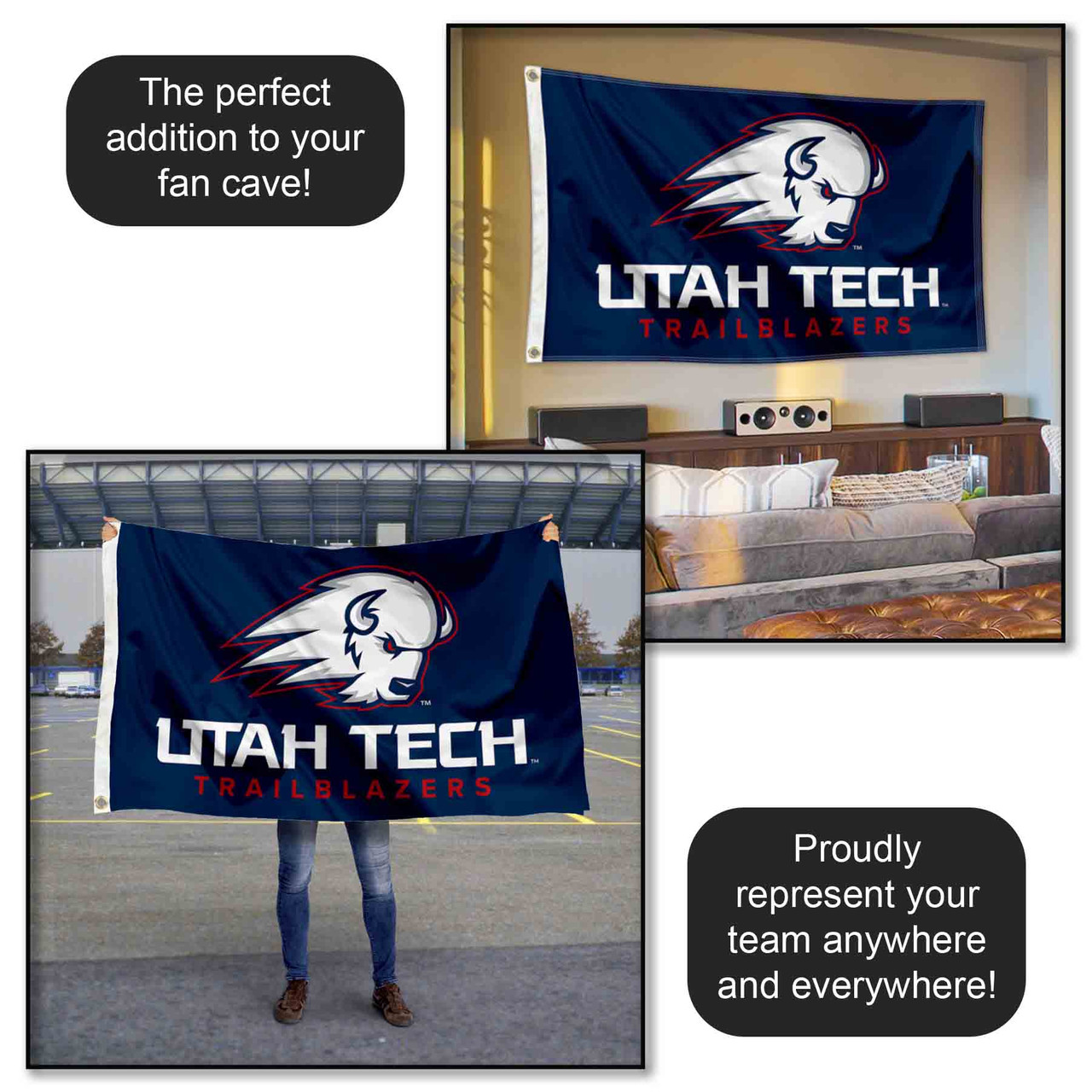 Utah Tech Trailblazers Wordmark Flag - State Street Products