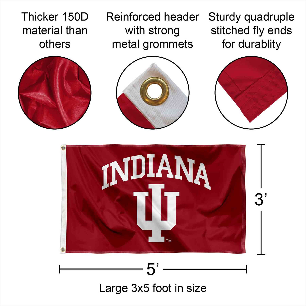 Indiana Hoosiers Banner Flag with Tack Wall Pads - State Street Products