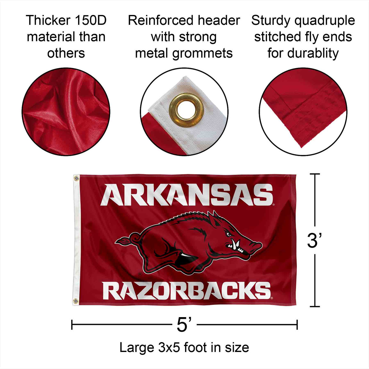 Arkansas Razorbacks Banner Flag with Tack Wall Pads - State Street Products