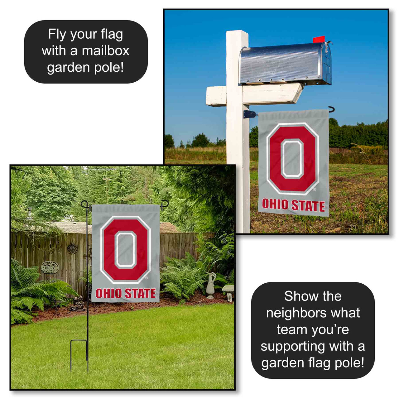 Ohio State Buckeyes Grey Block O Garden Flag - State Street Products