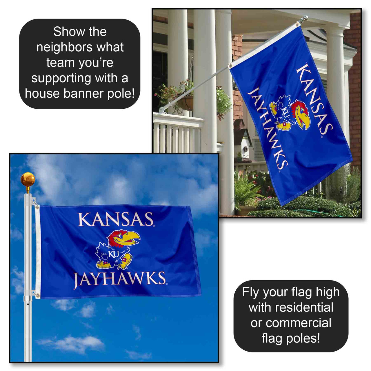 Kansas Jayhawks Wordmark Flag - State Street Products