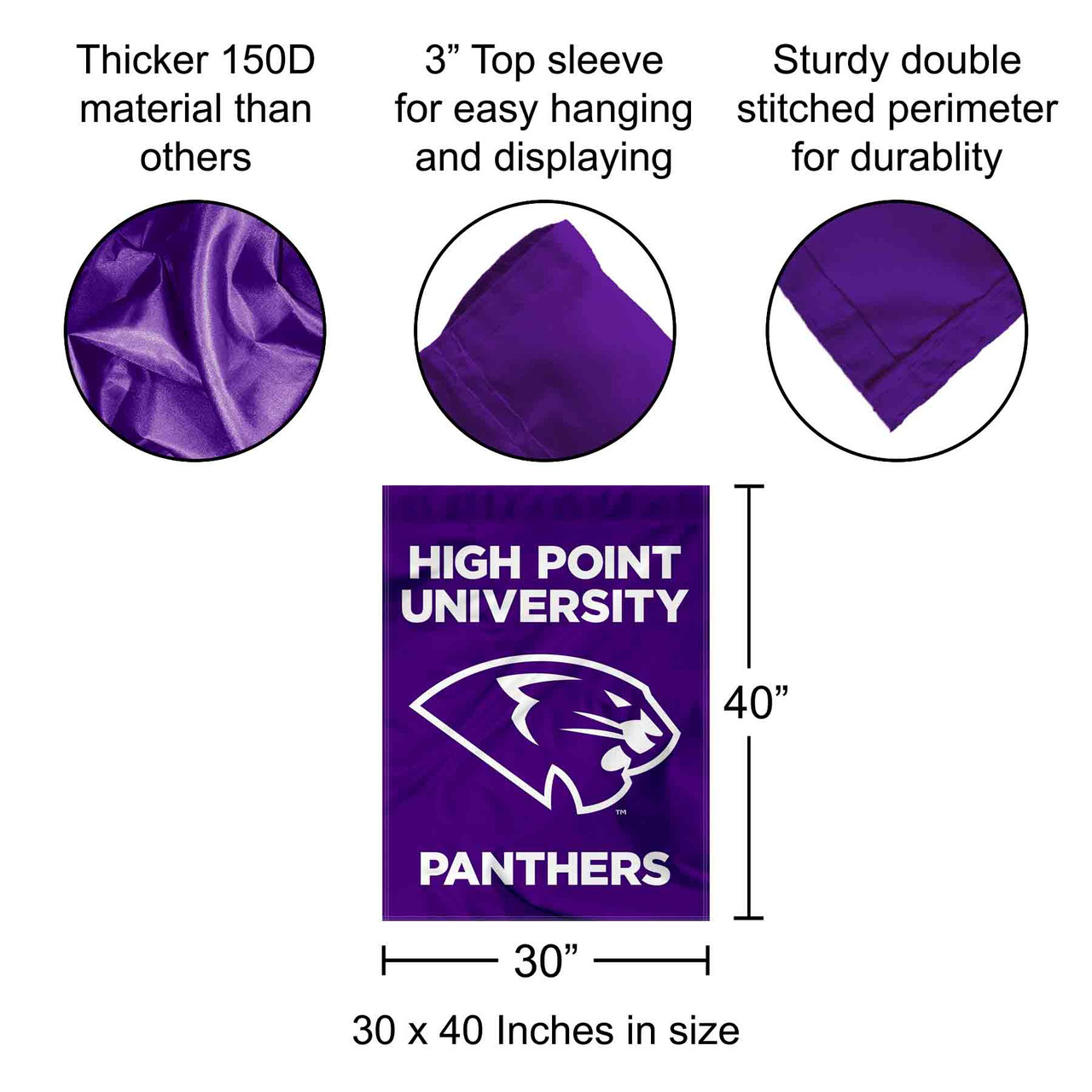 High Point Panthers Logo Double Sided House Flag - State Street Products