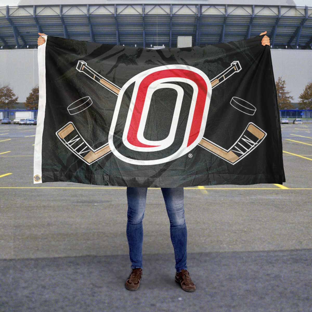 Nebraska Omaha Mavericks Black Hockey Flag - State Street Products