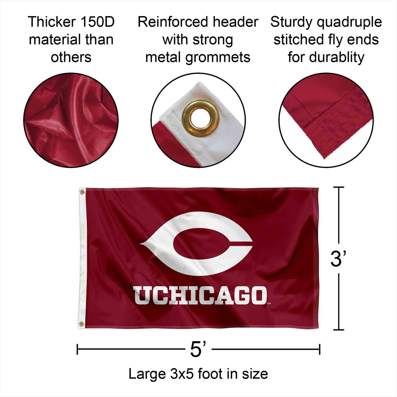 Chicago Maroons Wordmark Flag - State Street Products