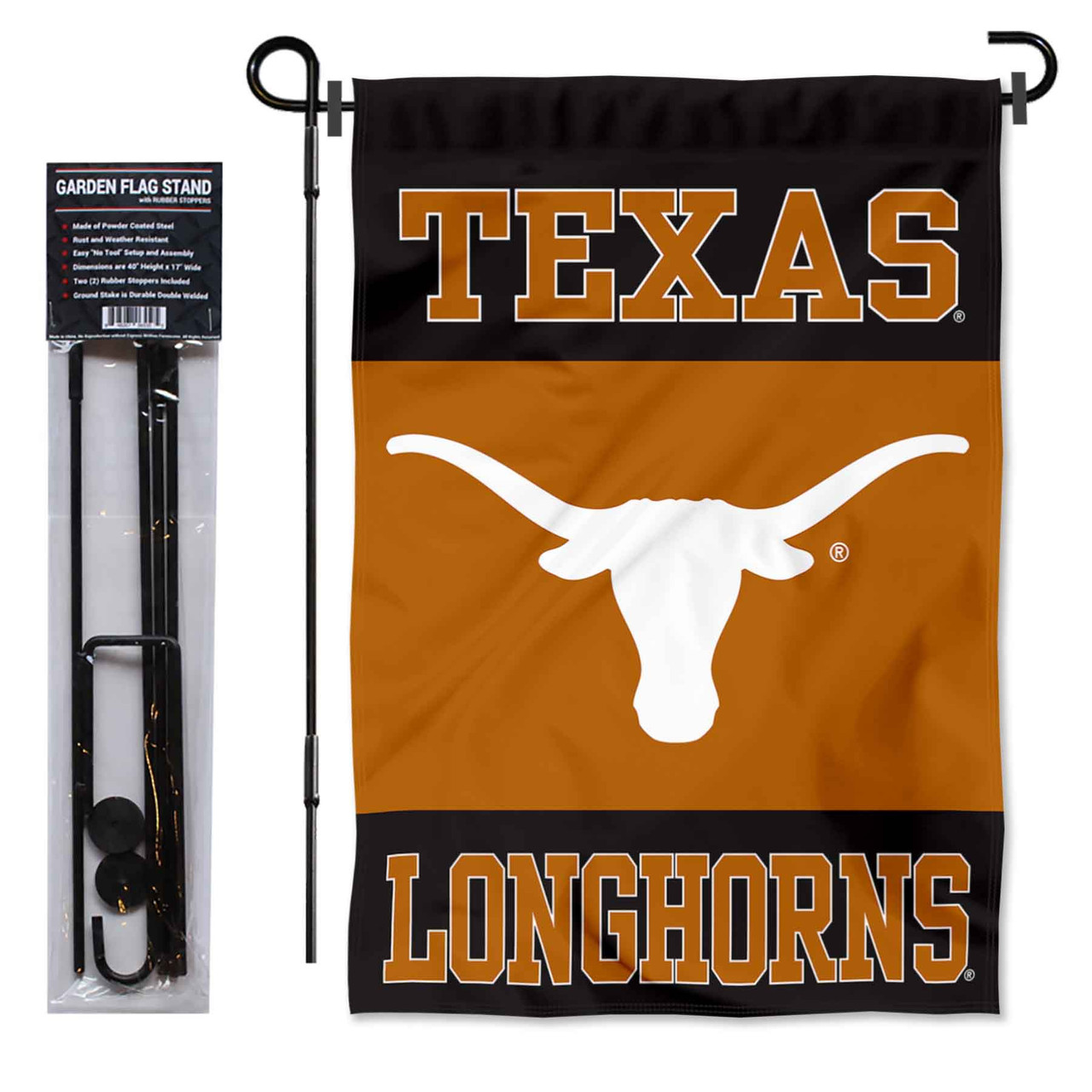 Texas Longhorns Garden Flag and Pole Stand Mount - State Street Products