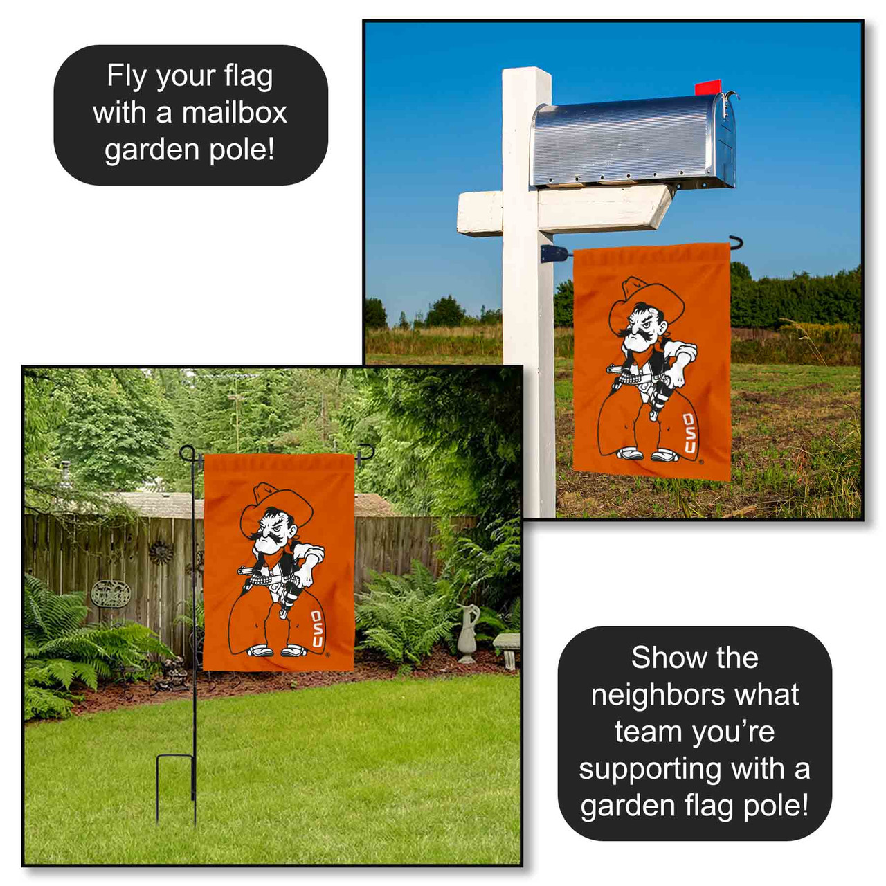 OSU Cowboys Orange Mascot Garden Flag - State Street Products