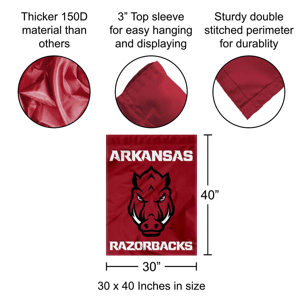 Arkansas Razorbacks Two Logo House Flag - State Street Products