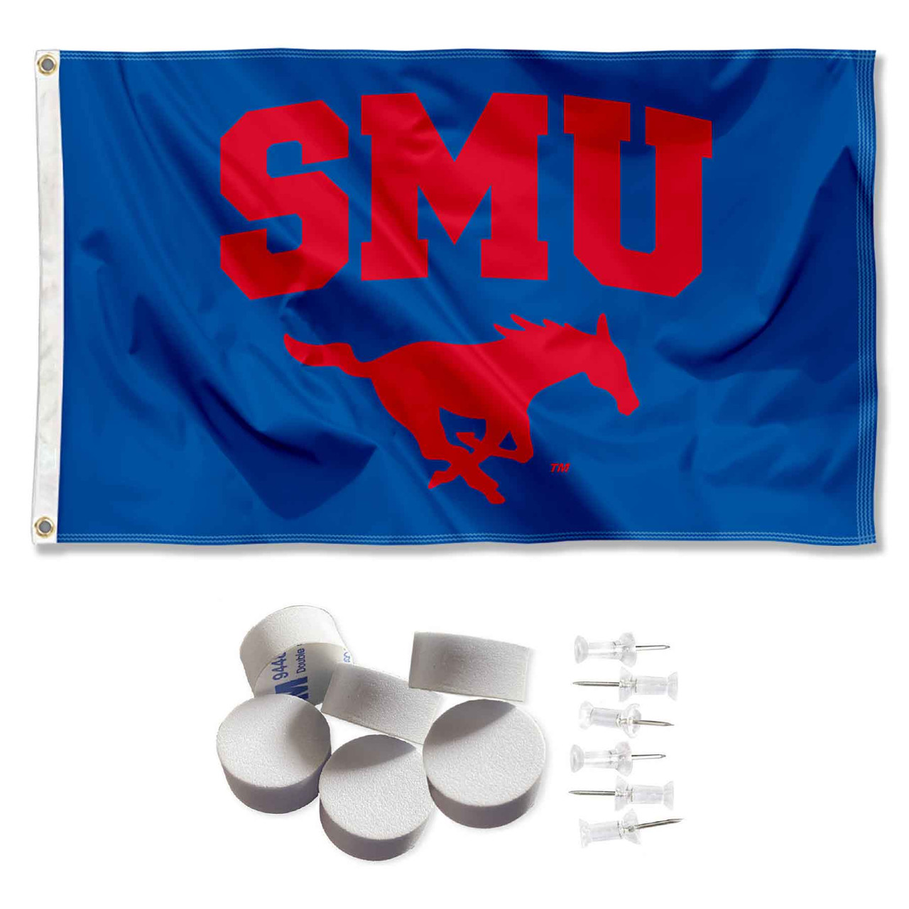 Southern Methodist Mustangs Banner Flag with Tack Wall Pads - State ...