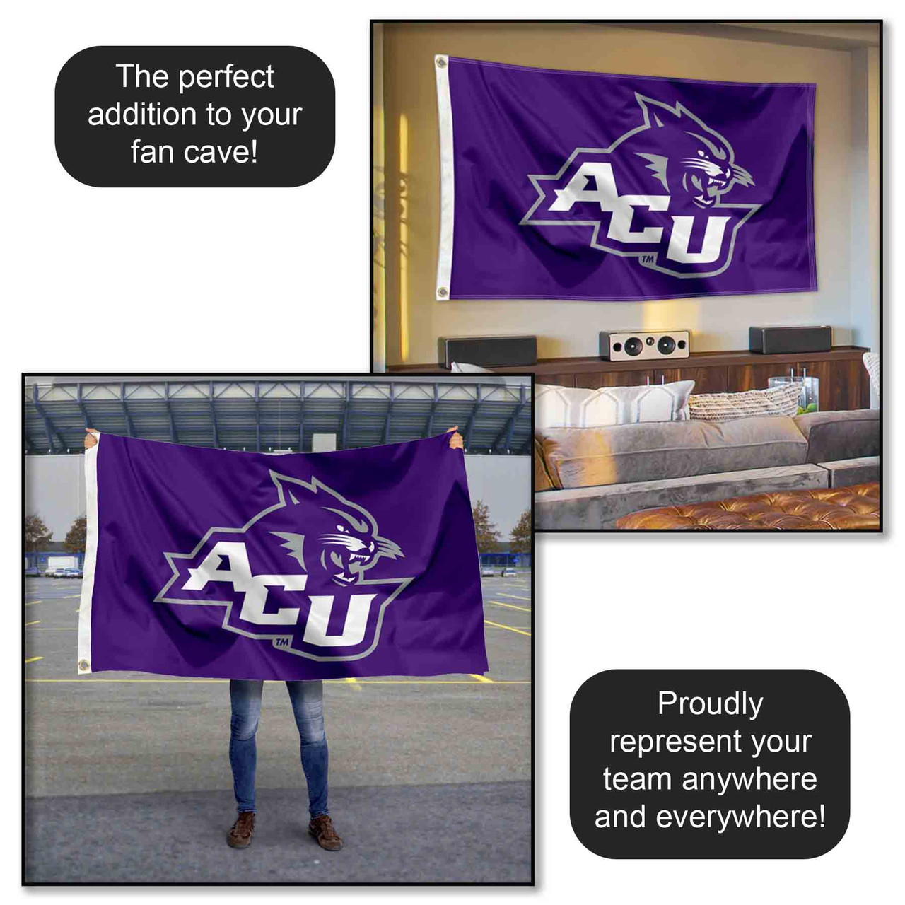 Abilene Christian Wildcats ACU Logo Flag - State Street Products