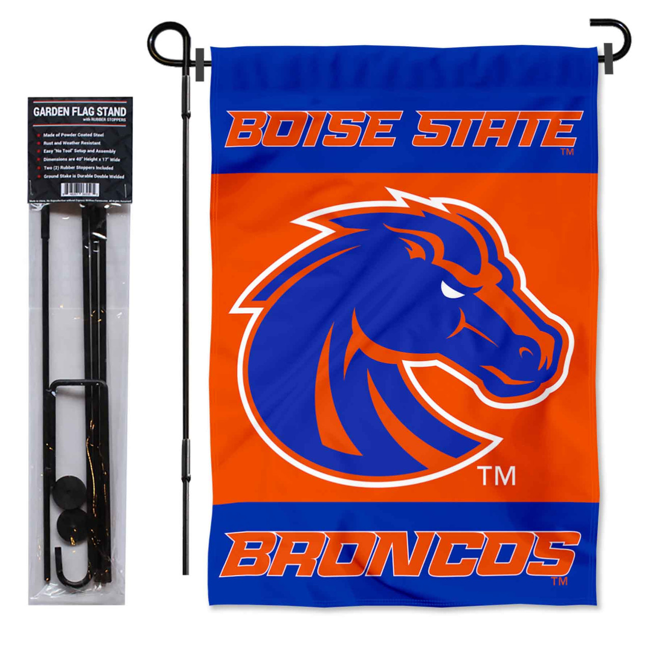 Boise State Broncos Garden Flag and Pole Stand - State Street Products