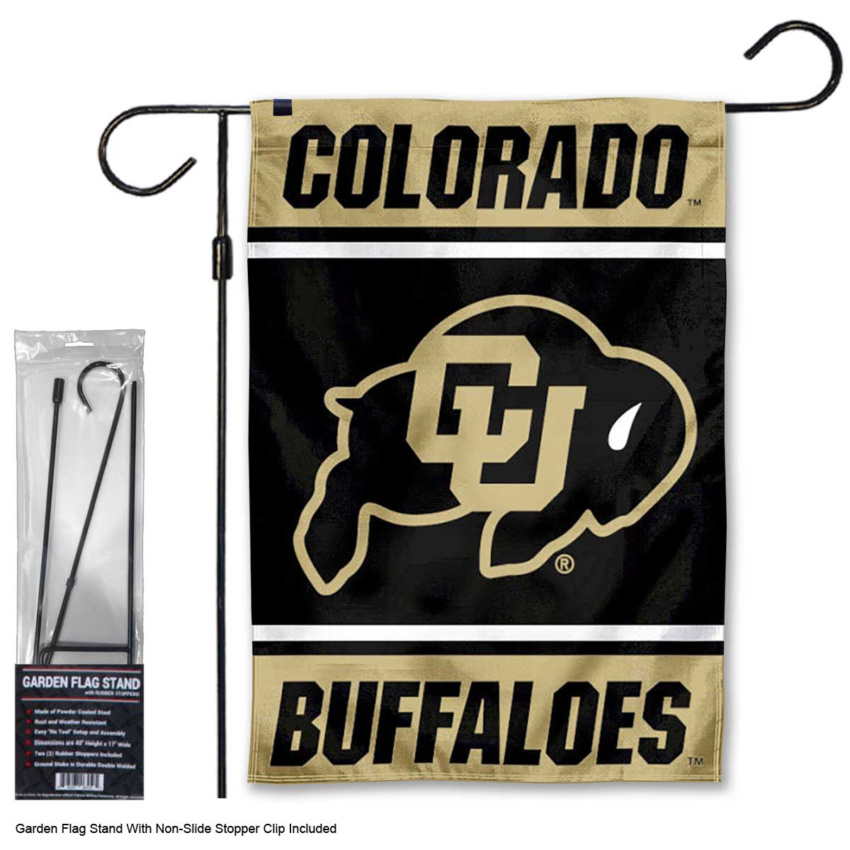 Colorado CU Buffaloes Logo Garden Flag and Pole Stand - State Street ...