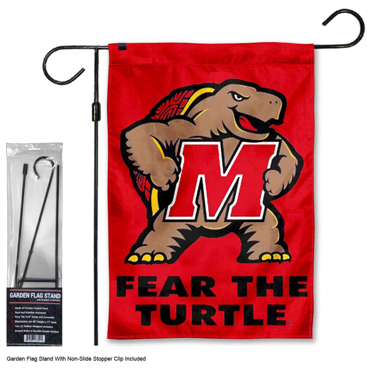 Maryland Terrapins Logo Garden Flag and Pole Kit - State Street Products