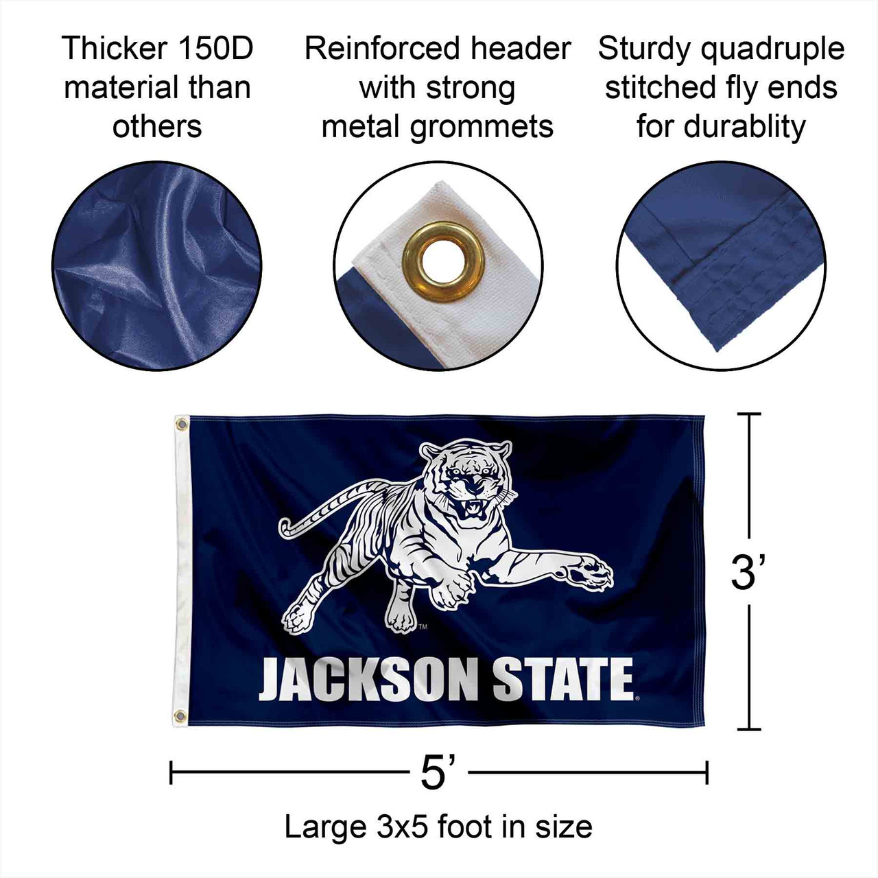 Jackson State Tigers Wordmark Flag - State Street Products