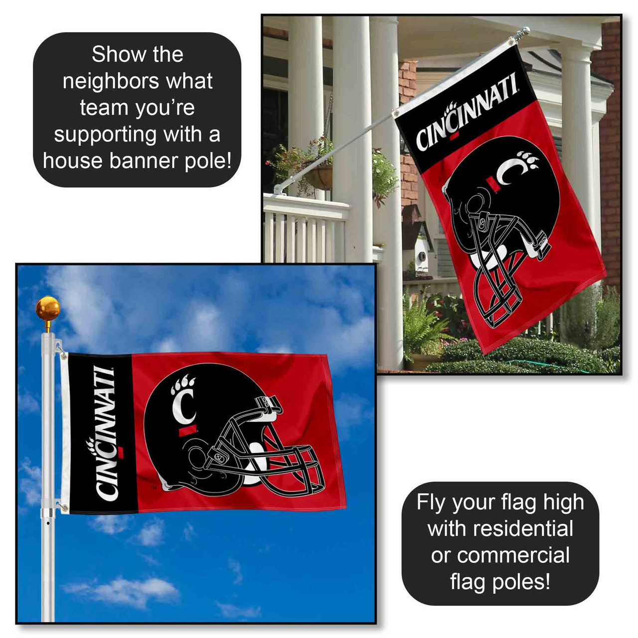 Cincinnati Bearcats Football Flag - State Street Products