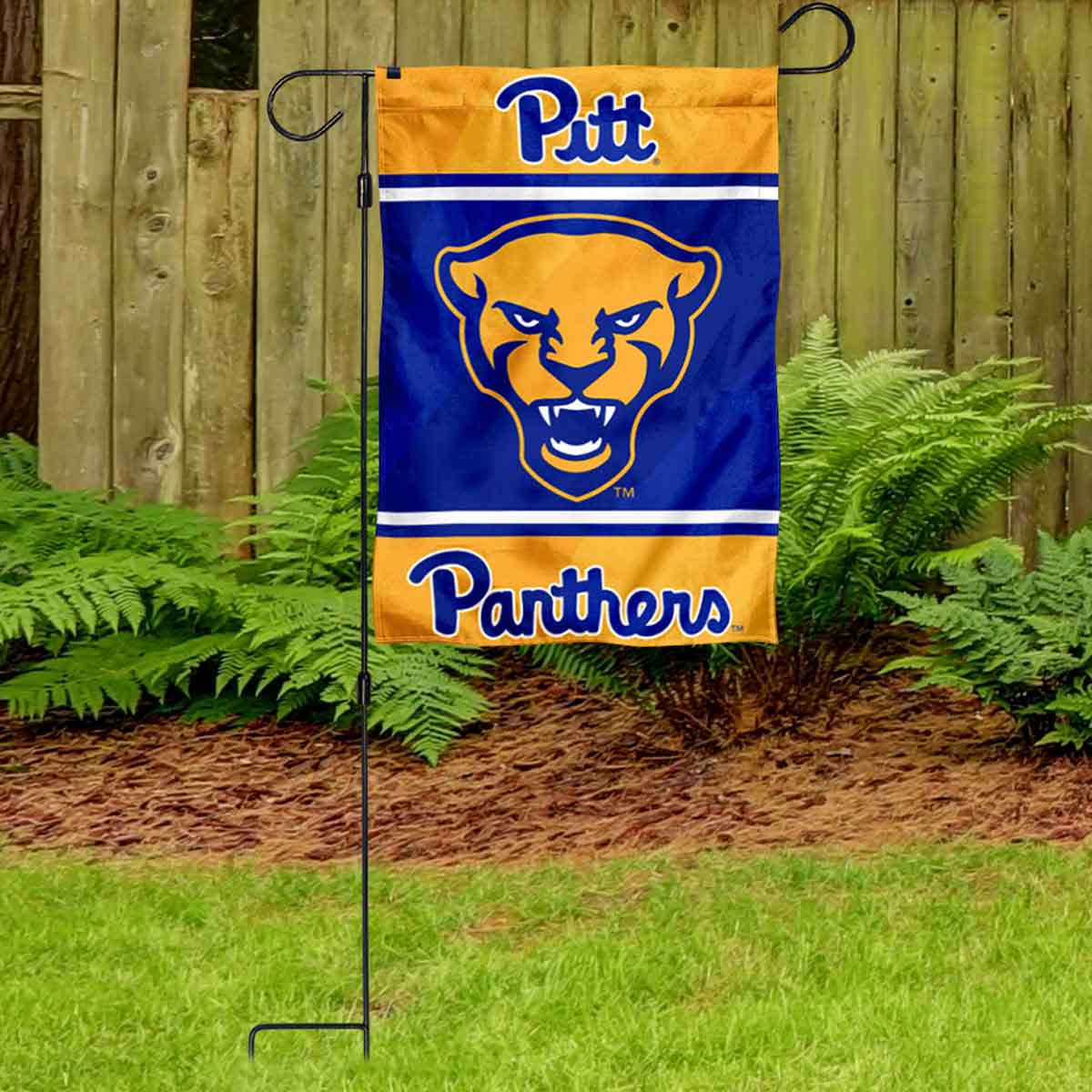 Pitt Panthers Logo Garden Flag and Pole Stand - State Street Products
