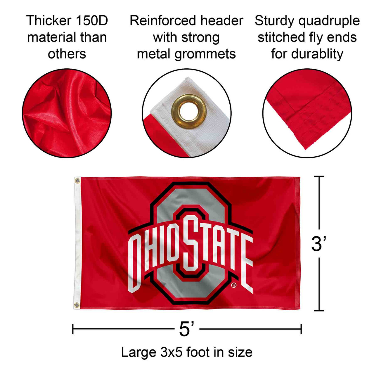OSU Buckeyes Banner Flag with Tack Wall Pads - State Street Products