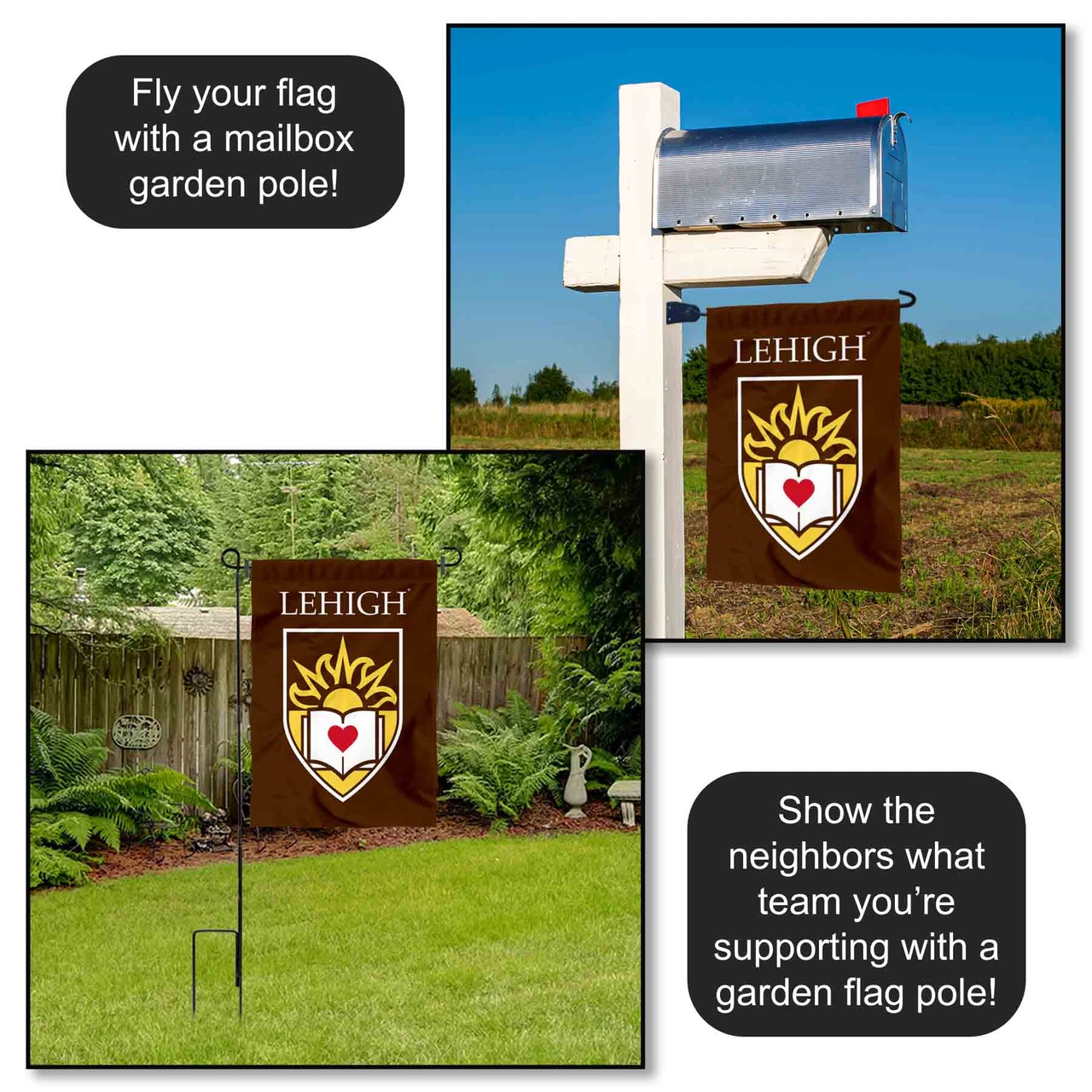 Lehigh Mountain Hawks Wordmark Logo Garden Flag - State Street Products