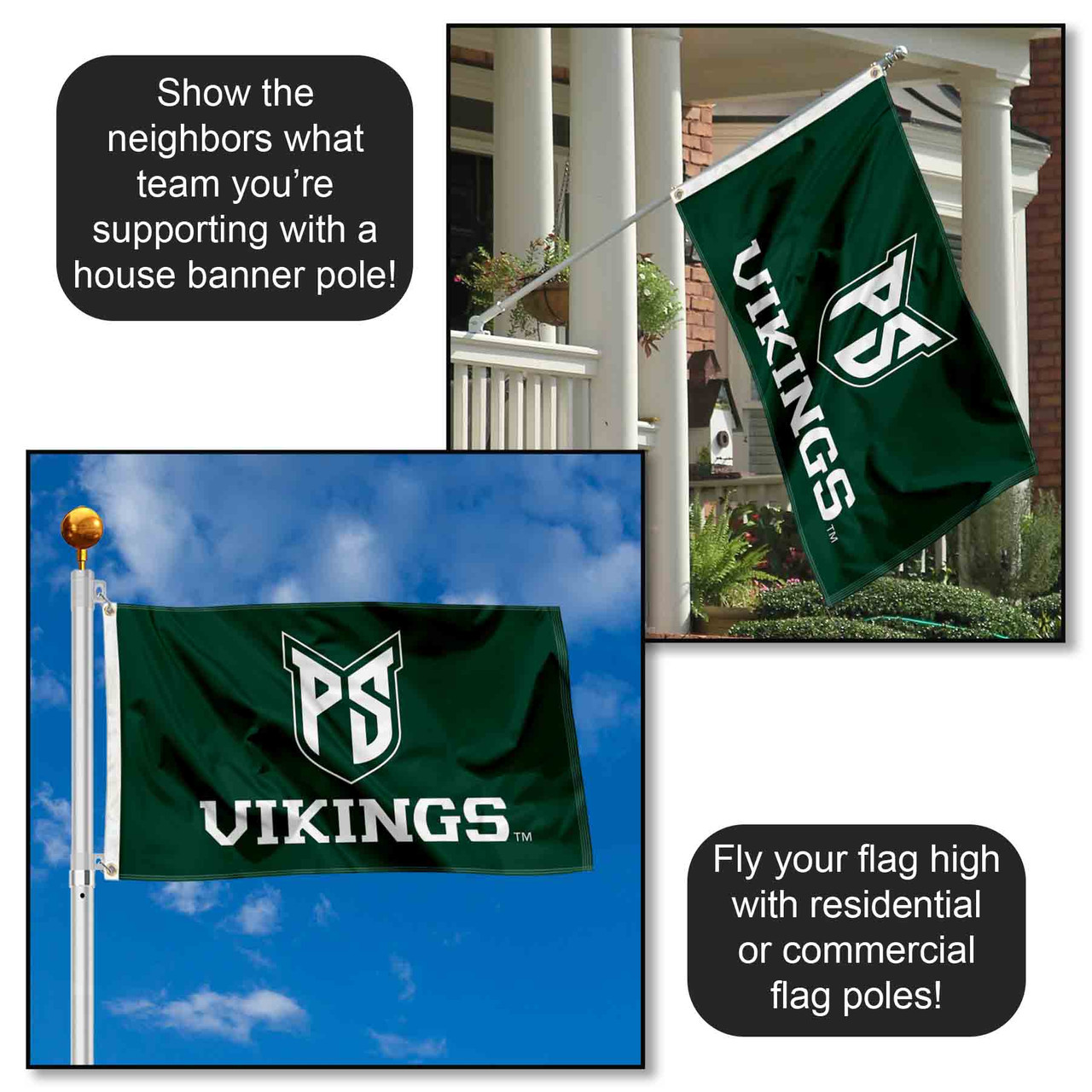 Portland State Vikings Wordmark Flag - State Street Products