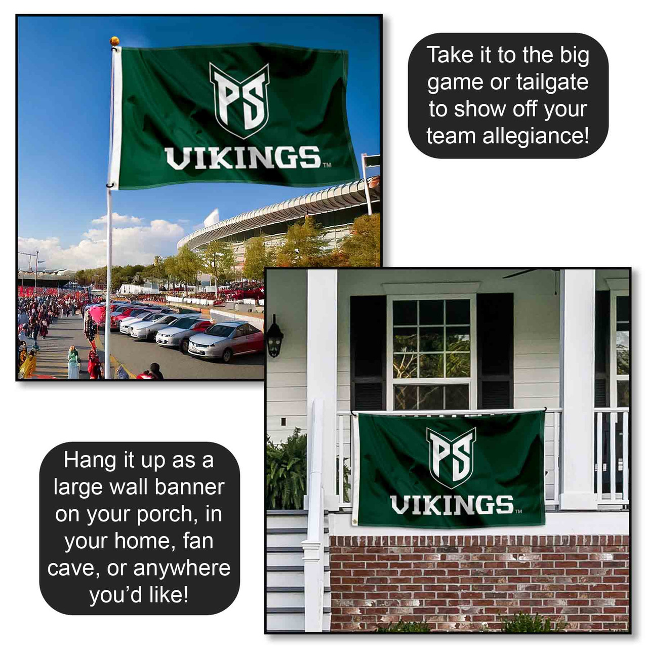 Portland State Vikings Wordmark Flag - State Street Products