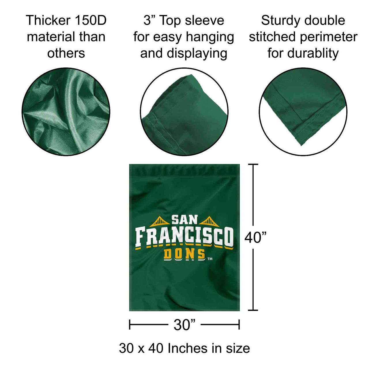 San Francisco Dons Logo Double Sided House Flag - State Street Products