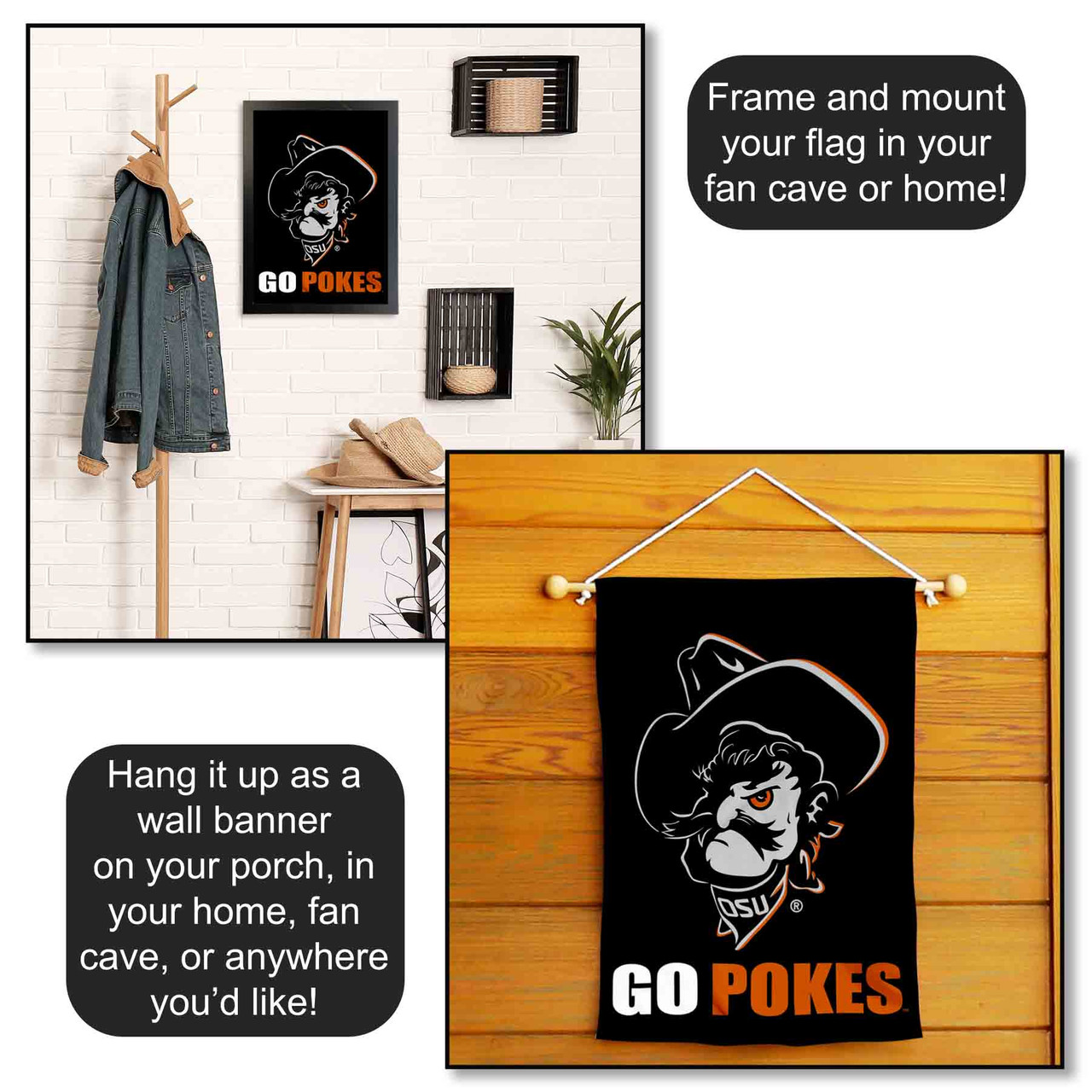 OSU Cowboys Go Pokes Garden Flag - State Street Products