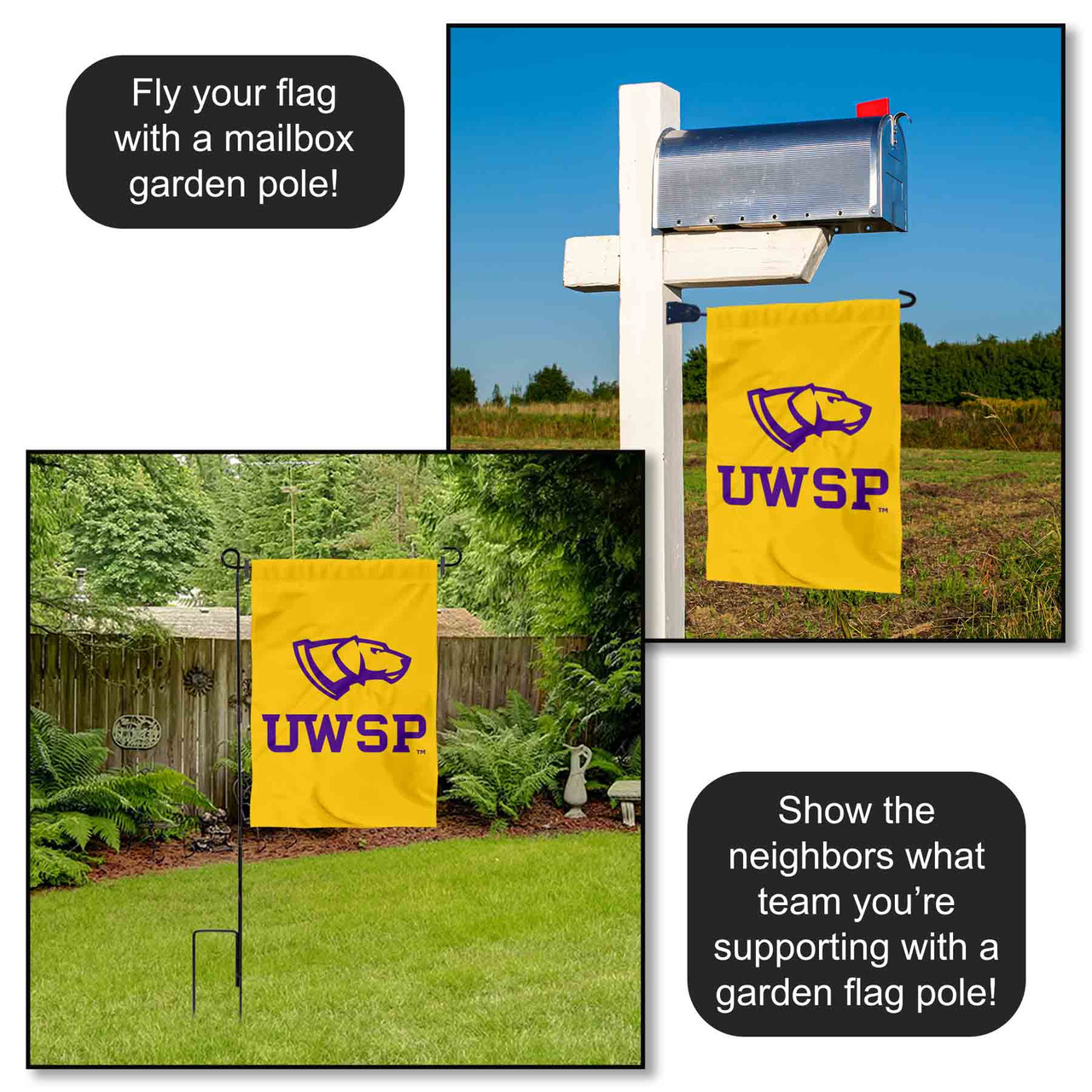 UW Stevens Point Pointers Logo Garden Flag - State Street Products