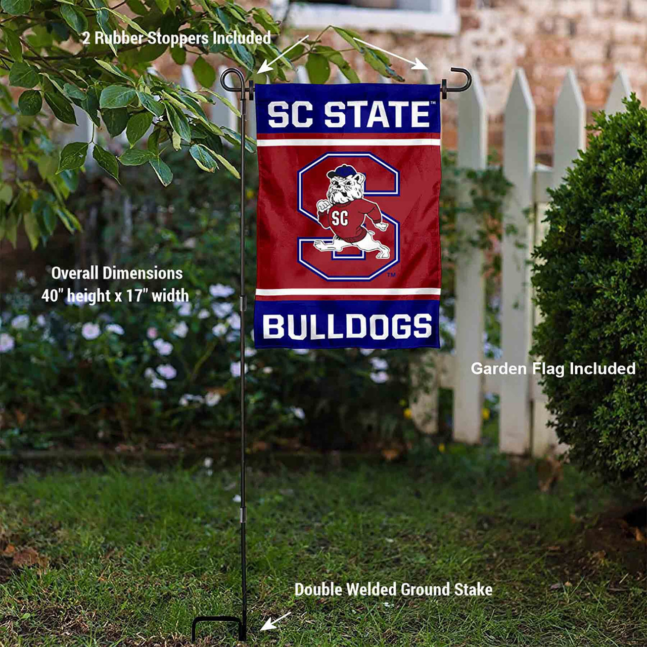 SCSU Bulldogs Garden Flag and Pole Stand Holder - State Street Products