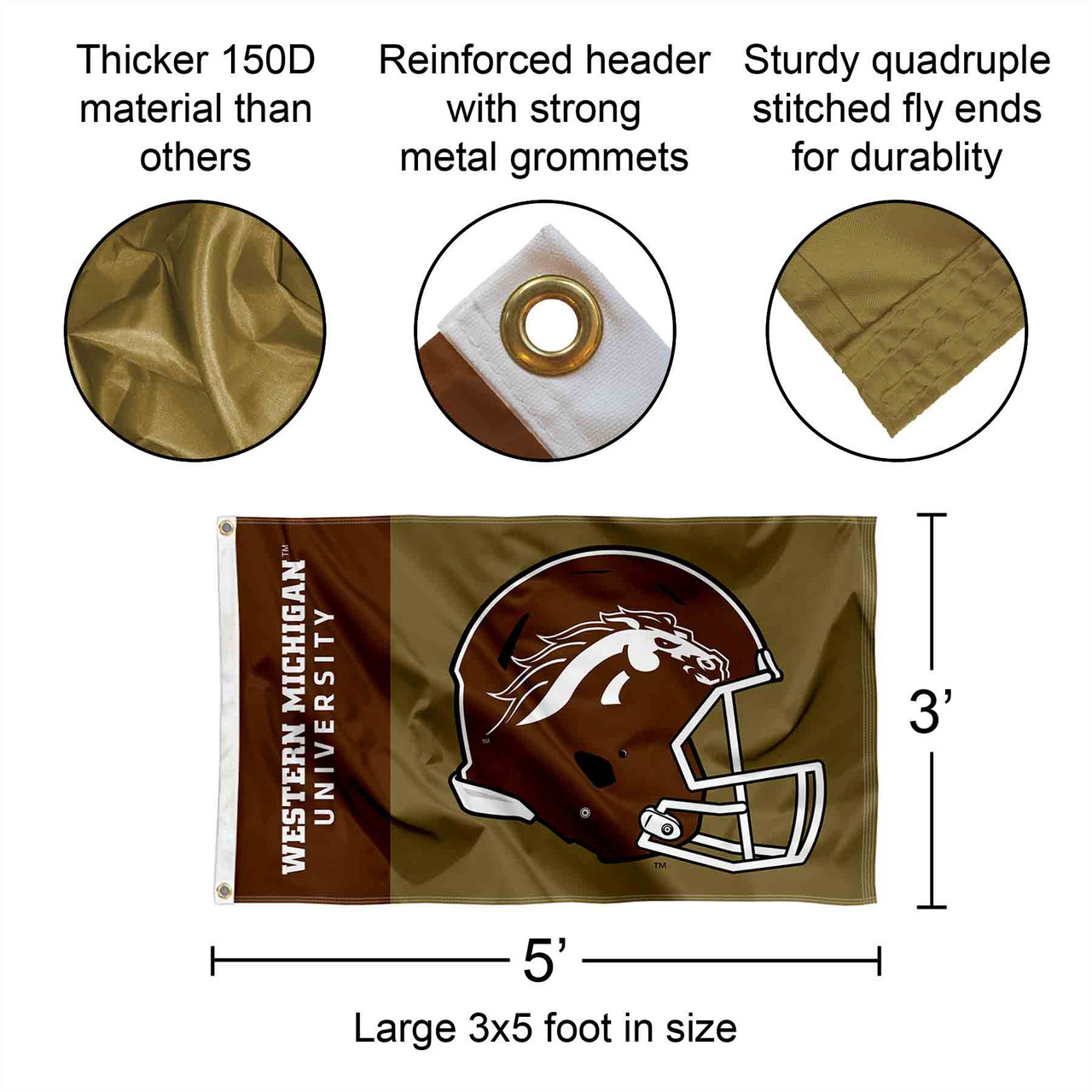 WMU Broncos Football Helmet Flag - State Street Products