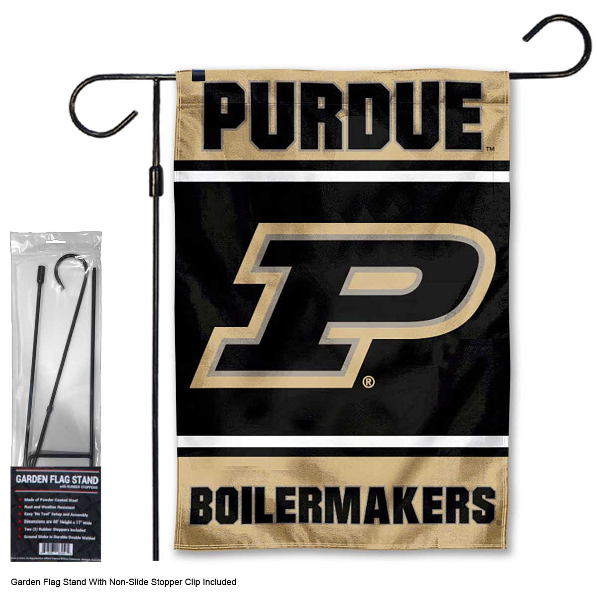 Purdue Logo Garden Flag and Pole Stand - State Street Products