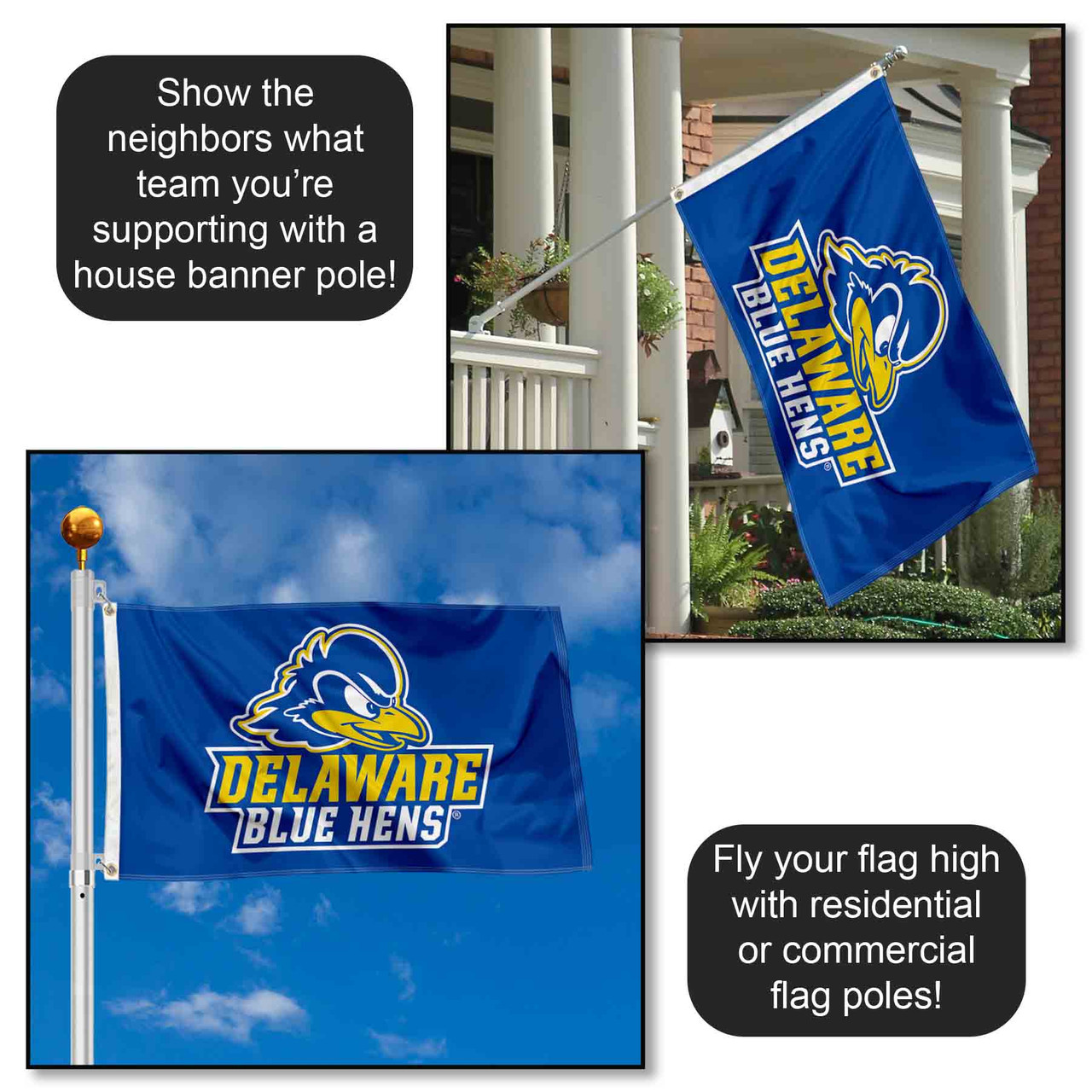 Delaware Blue Hens Grommet Flag - State Street Products