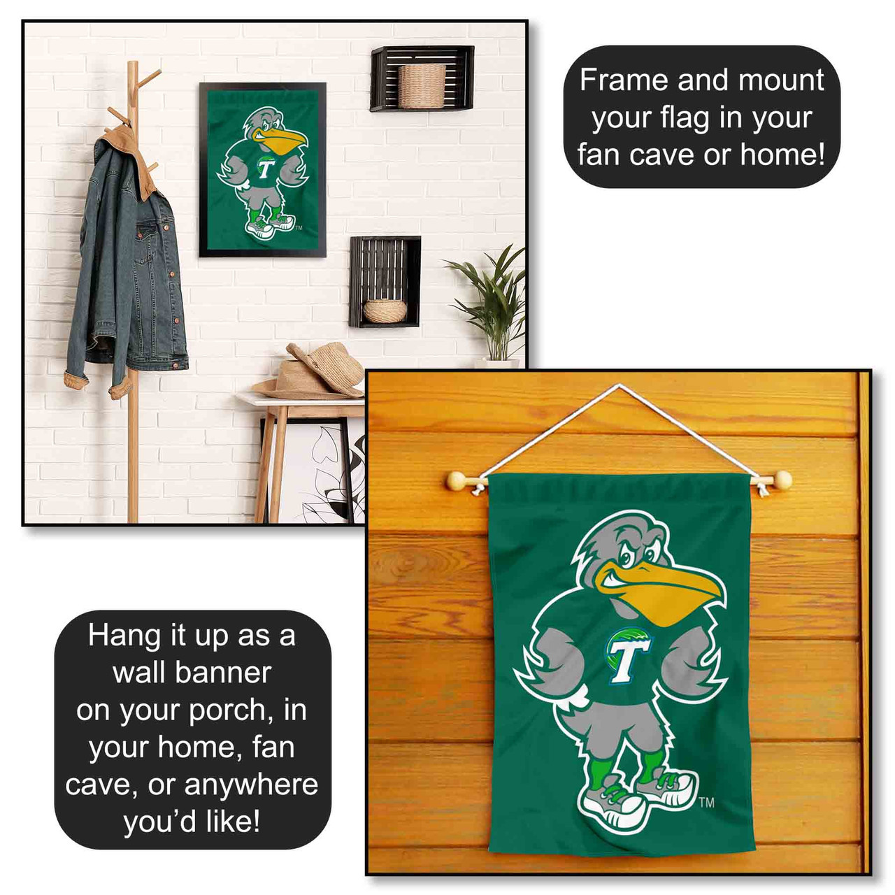 Tulane Riptide the Pelican Garden Flag - State Street Products