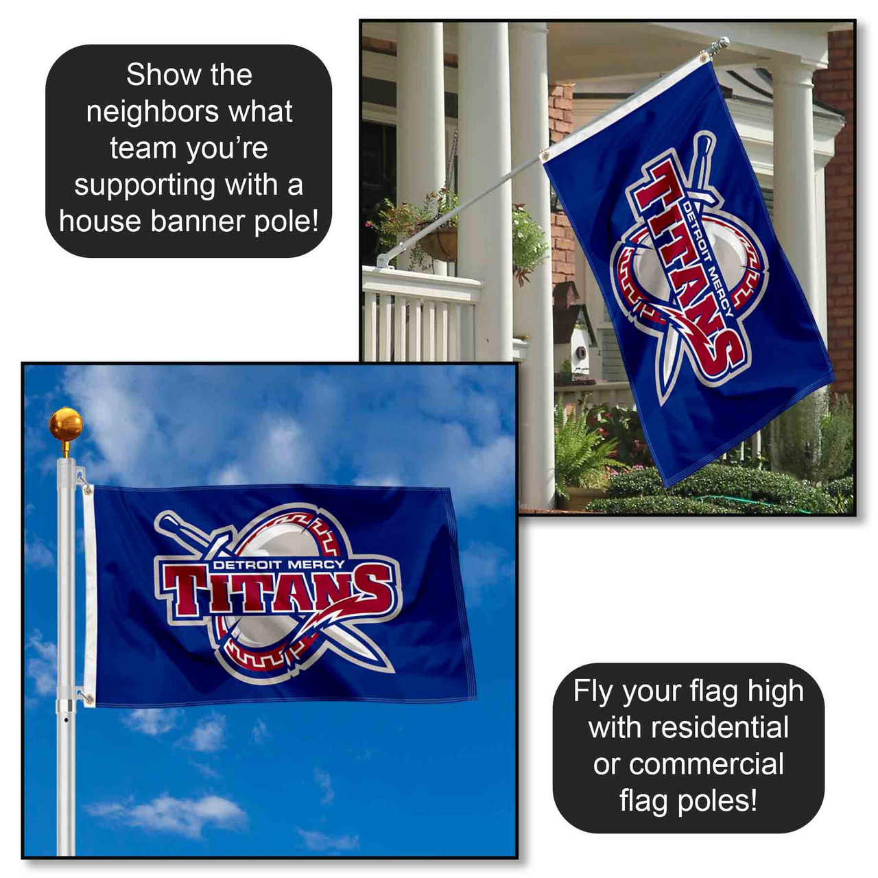 Detroit Mercy Titans Wordmark Flag - State Street Products