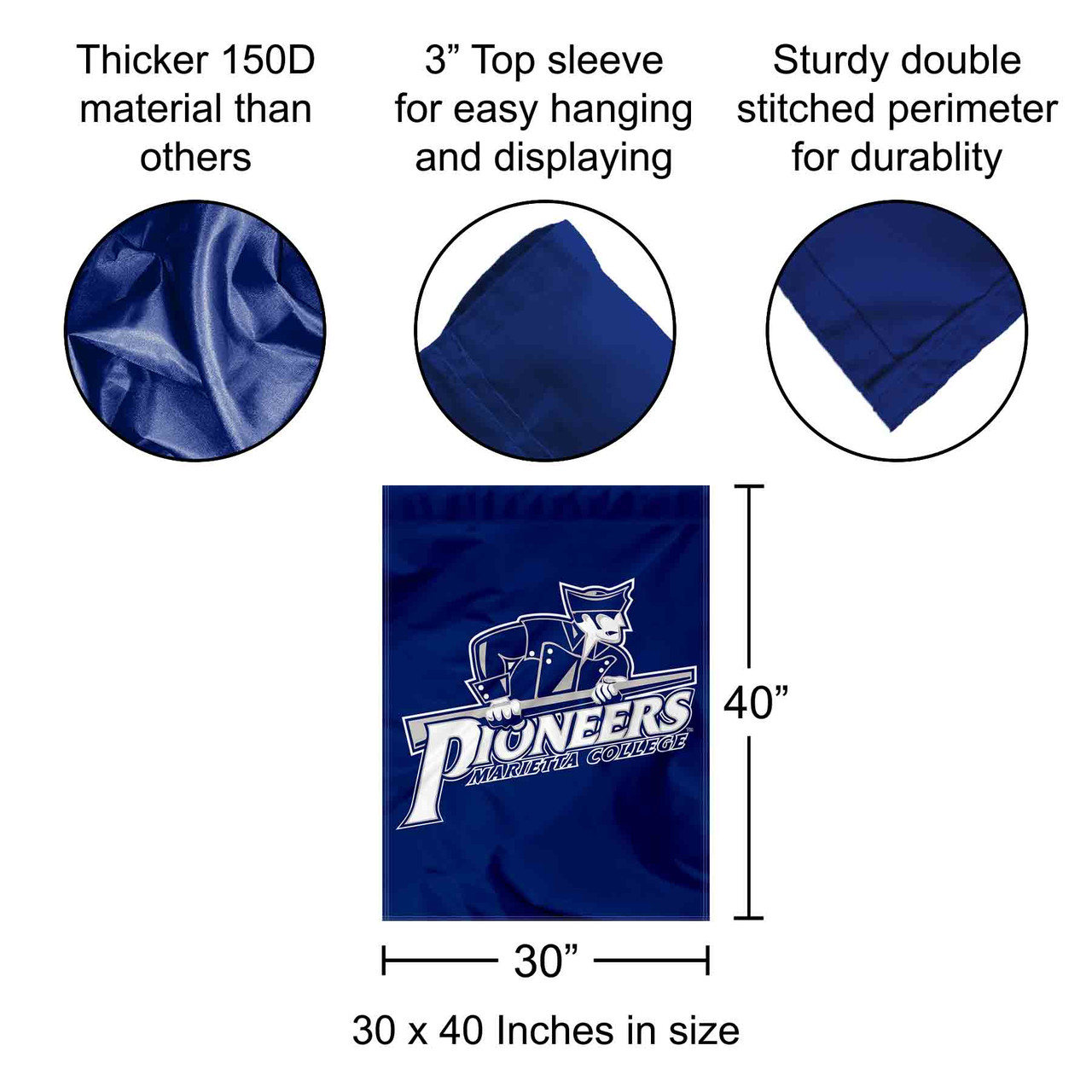 Marietta College Pioneers Double Sided House Flag - State Street Products