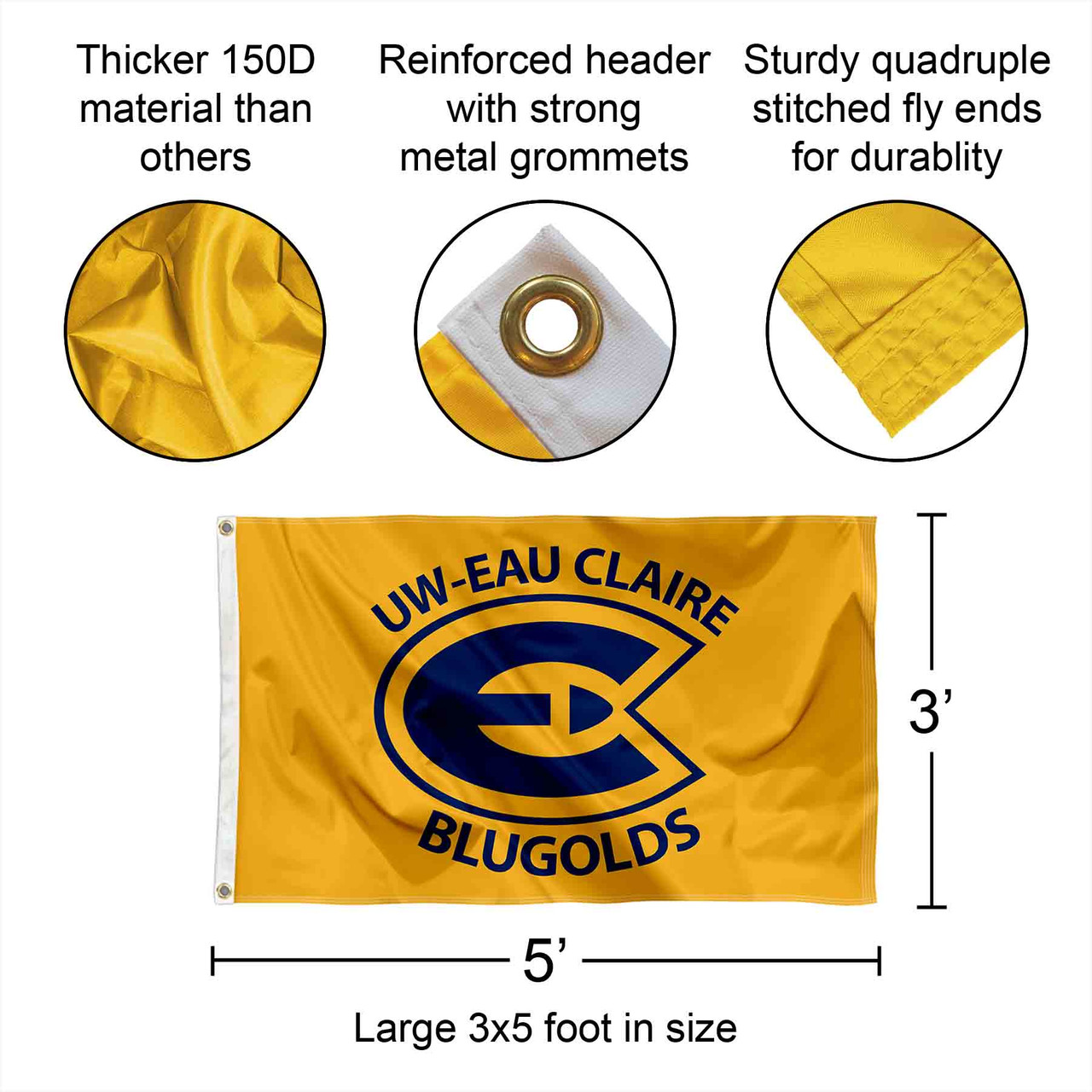 Wisconsin Eau Claire Blugolds Logo Flag - State Street Products