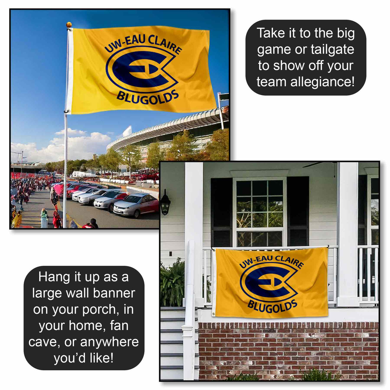 Wisconsin Eau Claire Blugolds Logo Flag - State Street Products