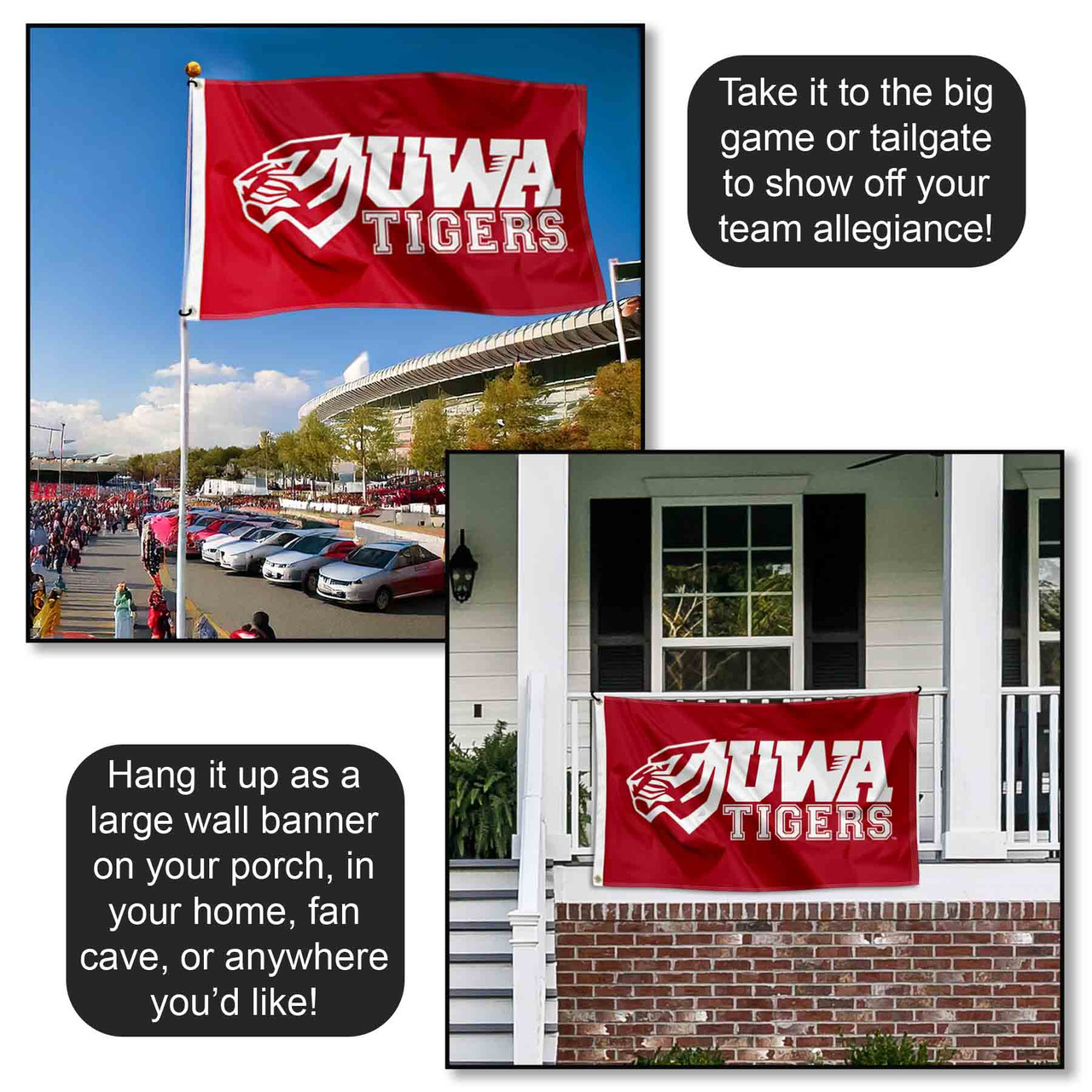 West Alabama Tigers UWA Logo Flag - State Street Products