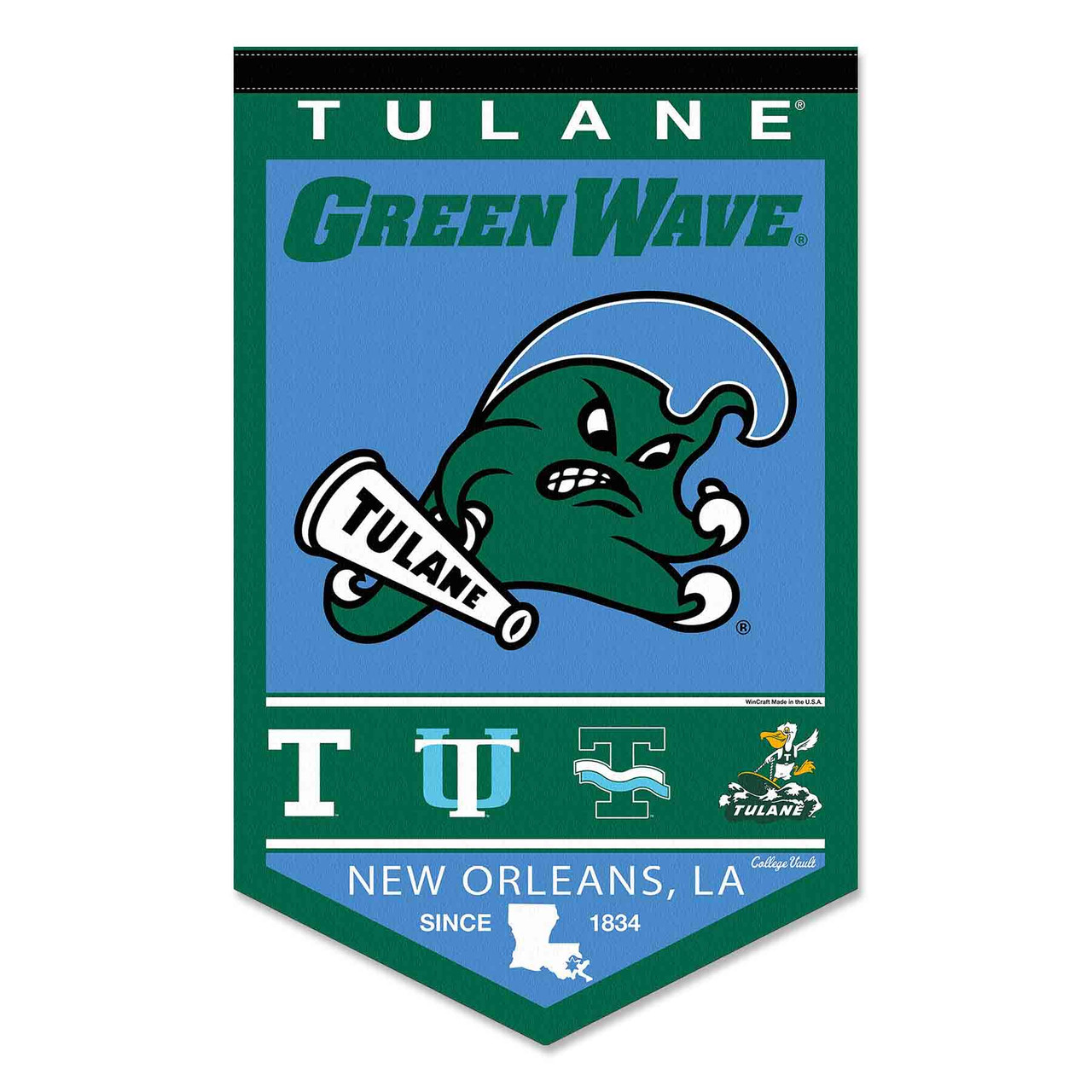 Tulane Green Wave Heritage Logo History Banner - State Street Products