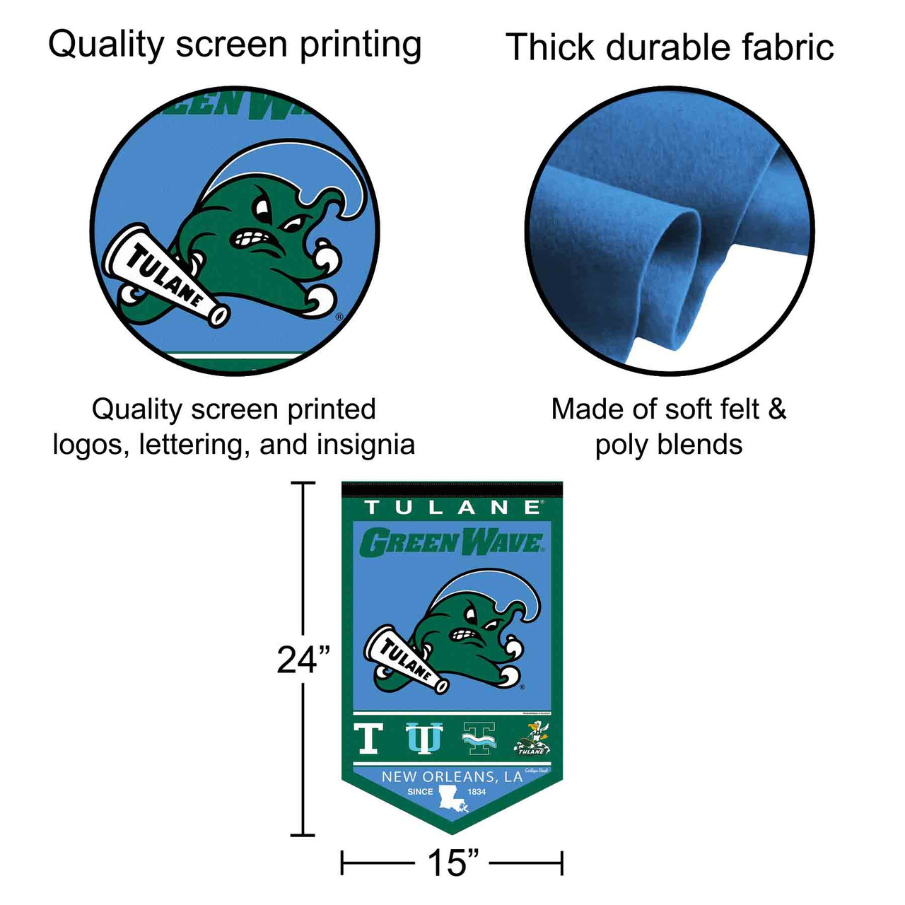 Tulane Green Wave Heritage Logo History Banner - State Street Products