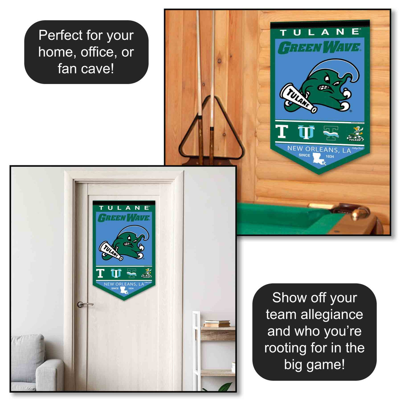 Tulane Green Wave Heritage Logo History Banner - State Street Products