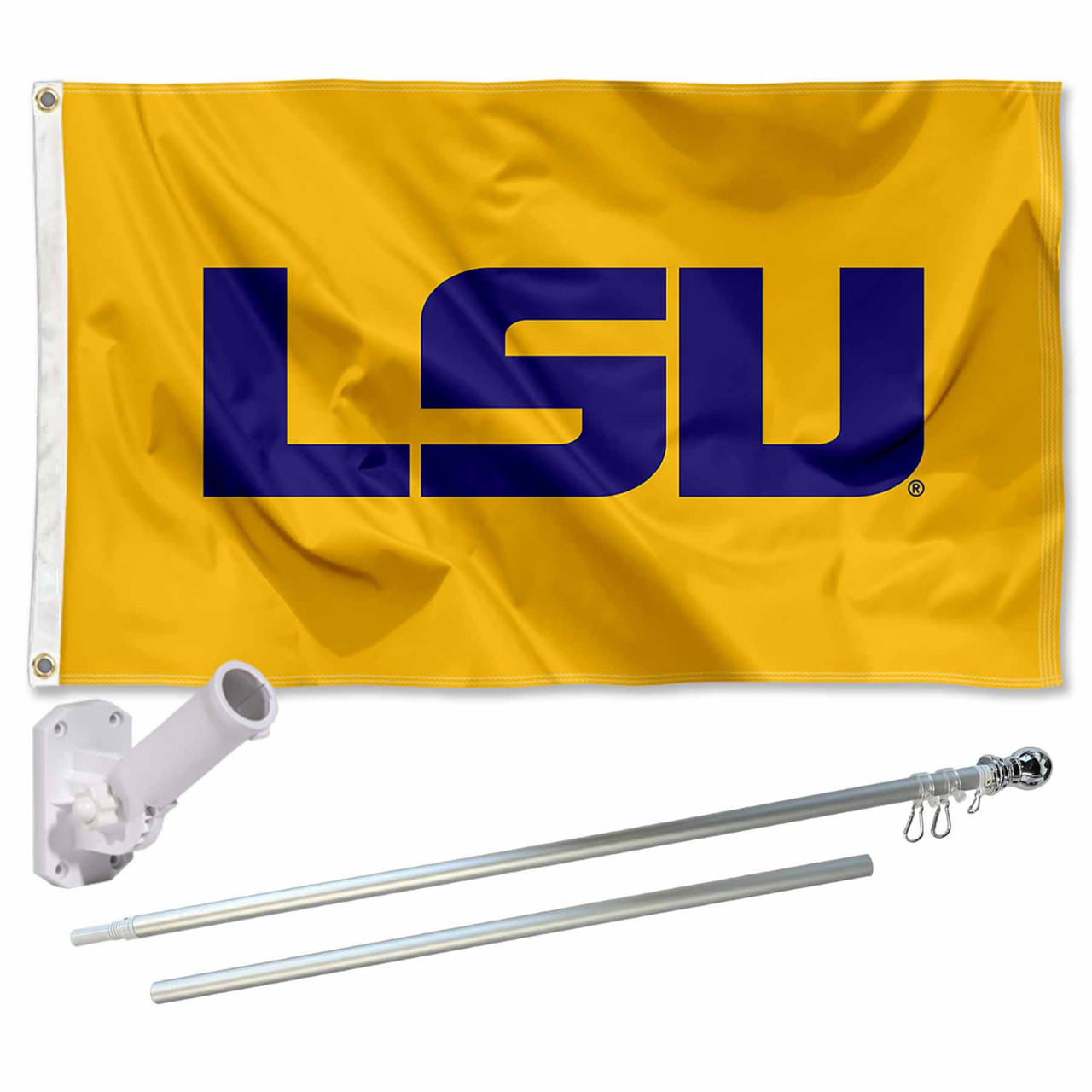 Louisiana State LSU Tigers Gold Flag Pole and Bracket Kit - State ...
