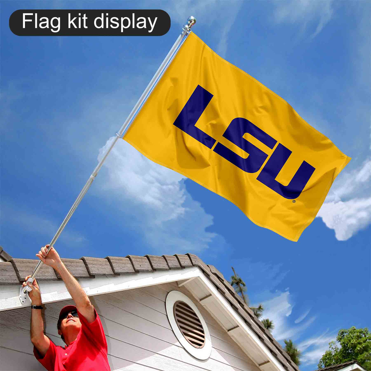 Louisiana State LSU Tigers Gold Flag Pole and Bracket Kit - State ...