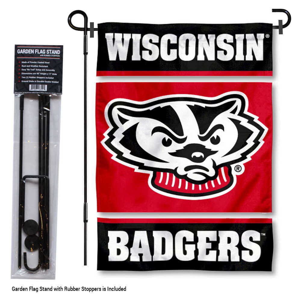 Wisconsin Badgers Garden Flag and Stand - State Street Products
