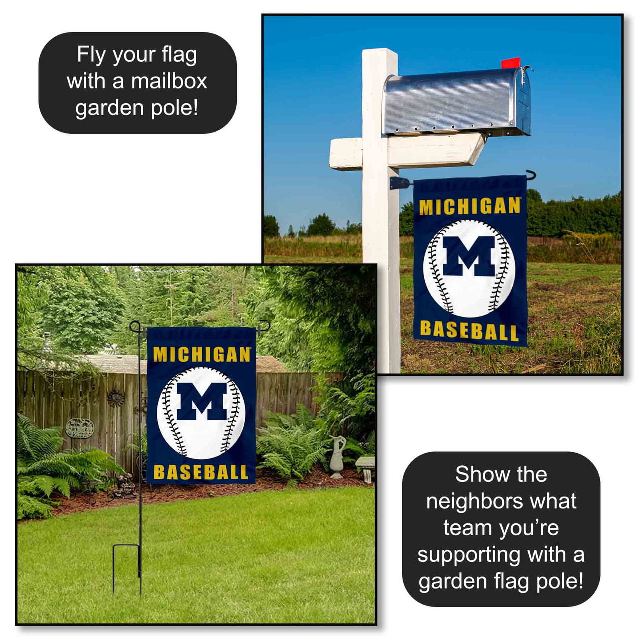 Michigan Wolverines Baseball Team Garden Flag - State Street Products