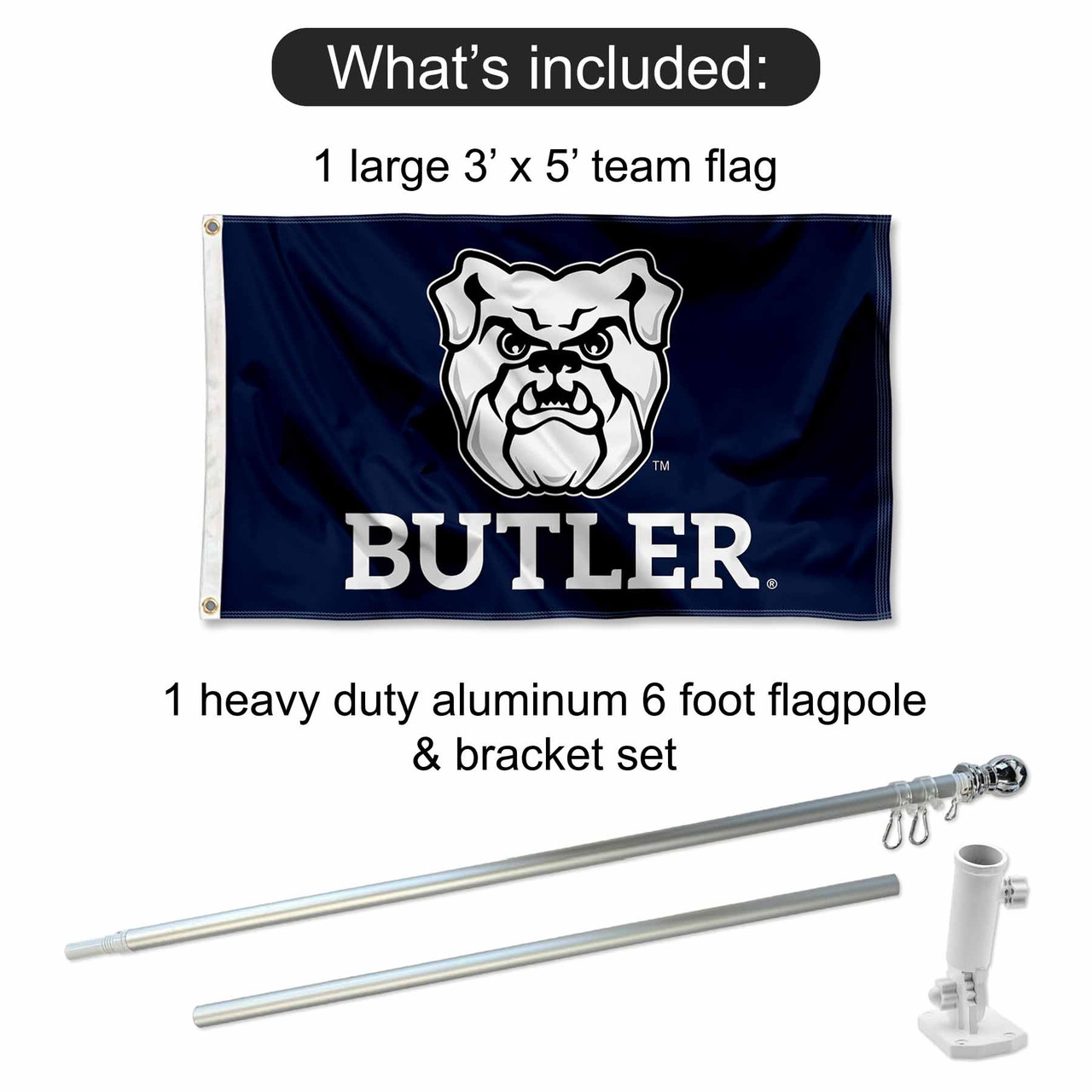 Butler Bulldogs Logo Flag Pole and Bracket Kit - State Street Products