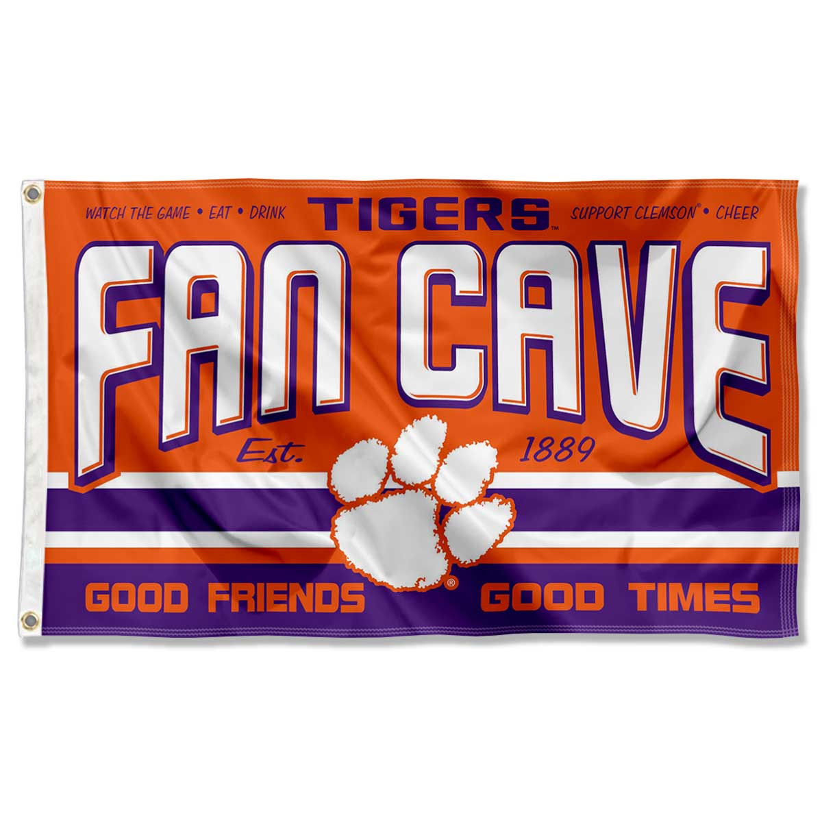 Clemson Tigers Fan Man Cave Game Room Banner Flag - State Street Products
