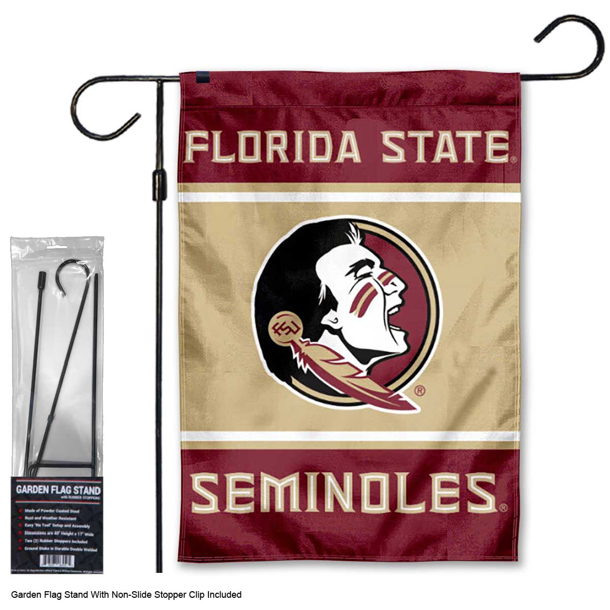 FSU Seminoles Logo Garden Flag and Pole Stand - State Street Products
