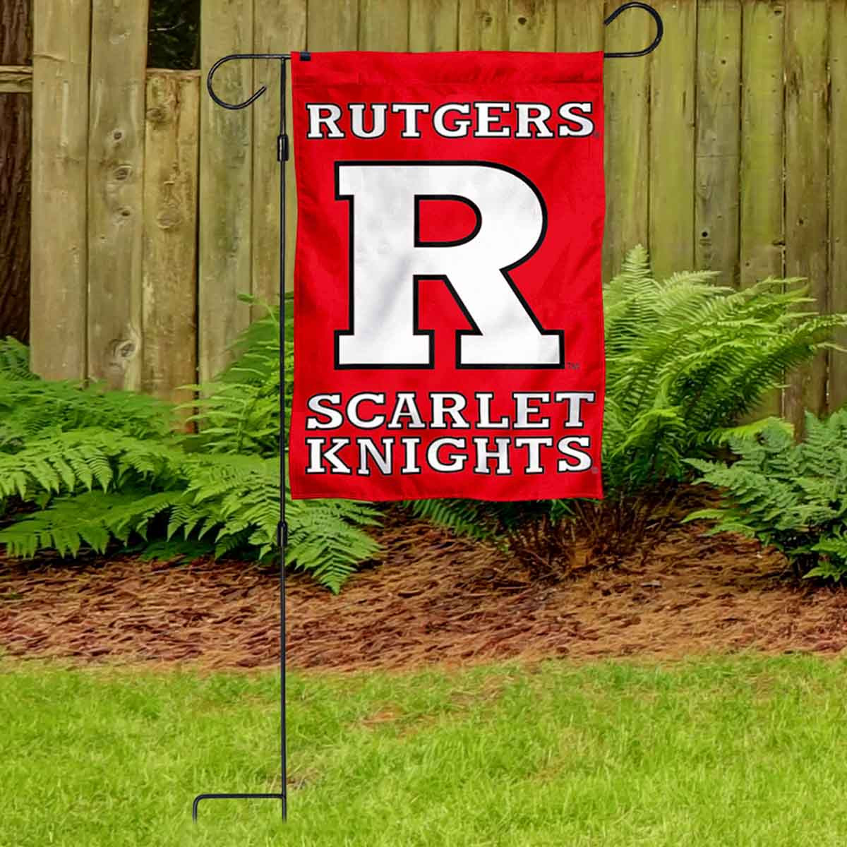 Rutgers Scarlet Knights Logo Garden Flag and Pole Kit - State Street ...