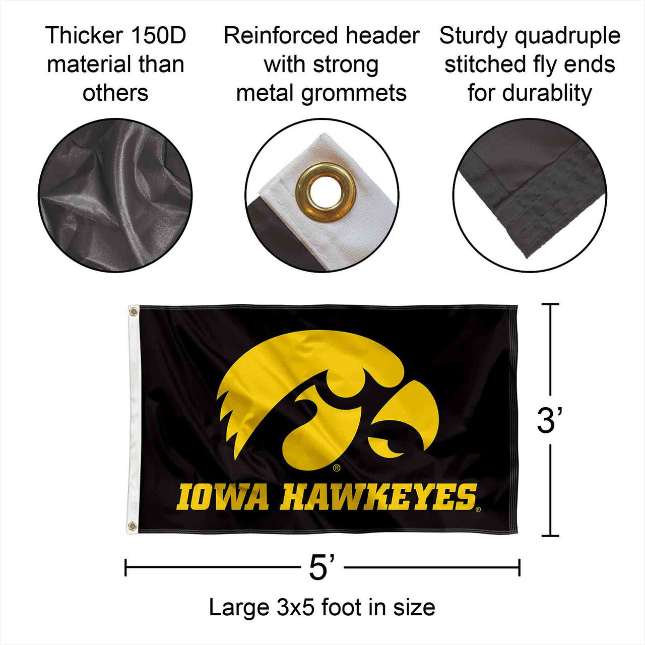 Iowa Hawkeyes Banner Flag with Wall Tack Pads - State Street Products